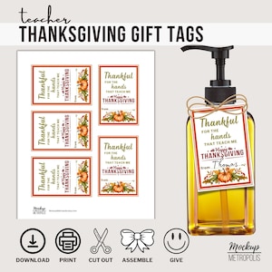 PRINTABLE Thanksgiving Teacher Gift Tag, Hand Soap Pumpkin Tag, Teacher ...