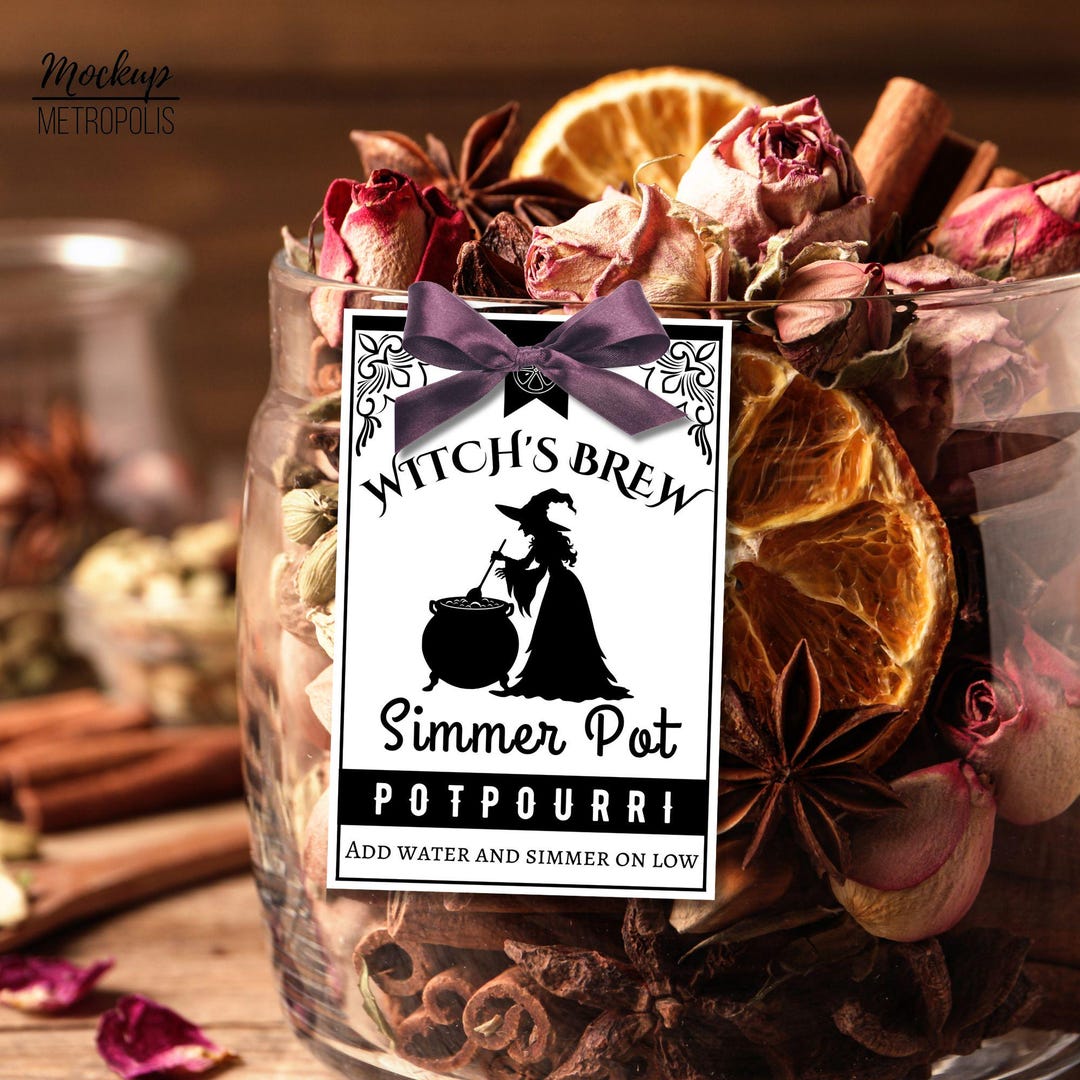 Witches Brew Simmer Pot Printable Gift Tags, Halloween Potpourri Labels ...