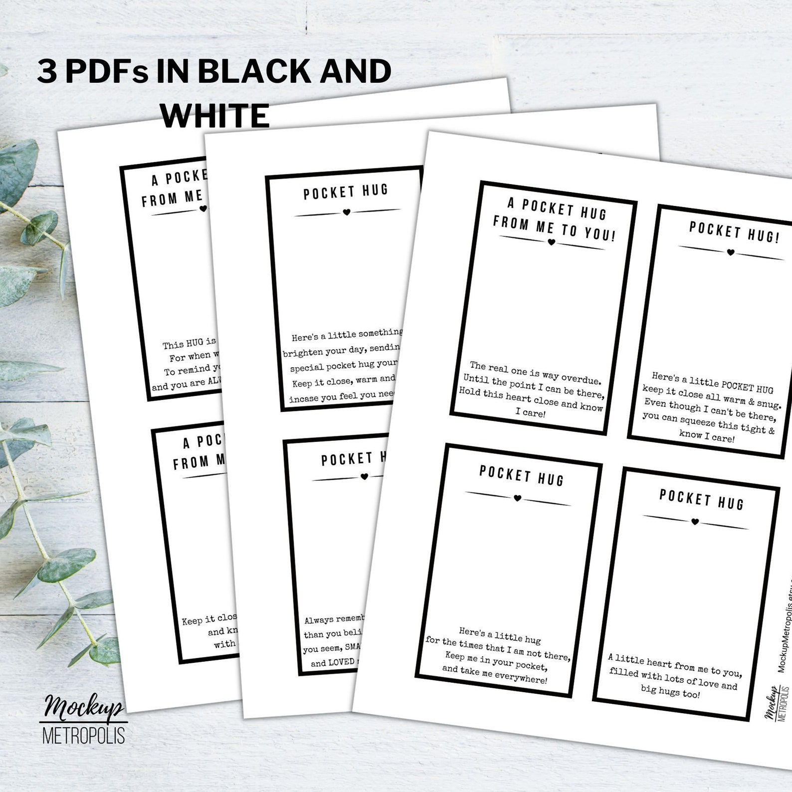 Printable Pocket Hug Cards, DIY Heart Messages - Etsy UK