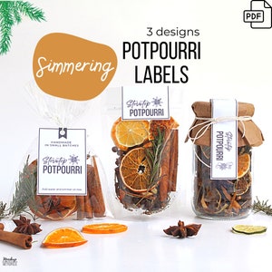 Simmering Potpourri Labels and Tags 3 Designs, Handmade Product Labels ...