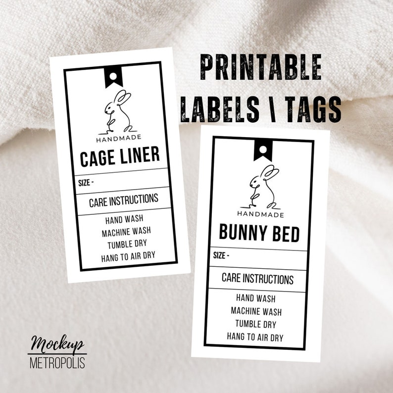 Printable Bunny Bed Labels, Handmade Rabbit Cage Liner Tags (digital ...