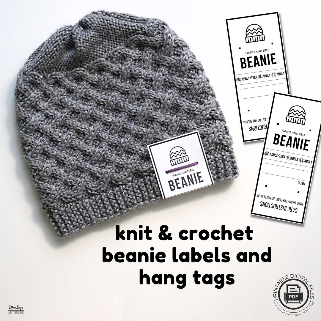 Knit Crochet Beanie Labels and Hang Tags, Printable Handmade Product ...