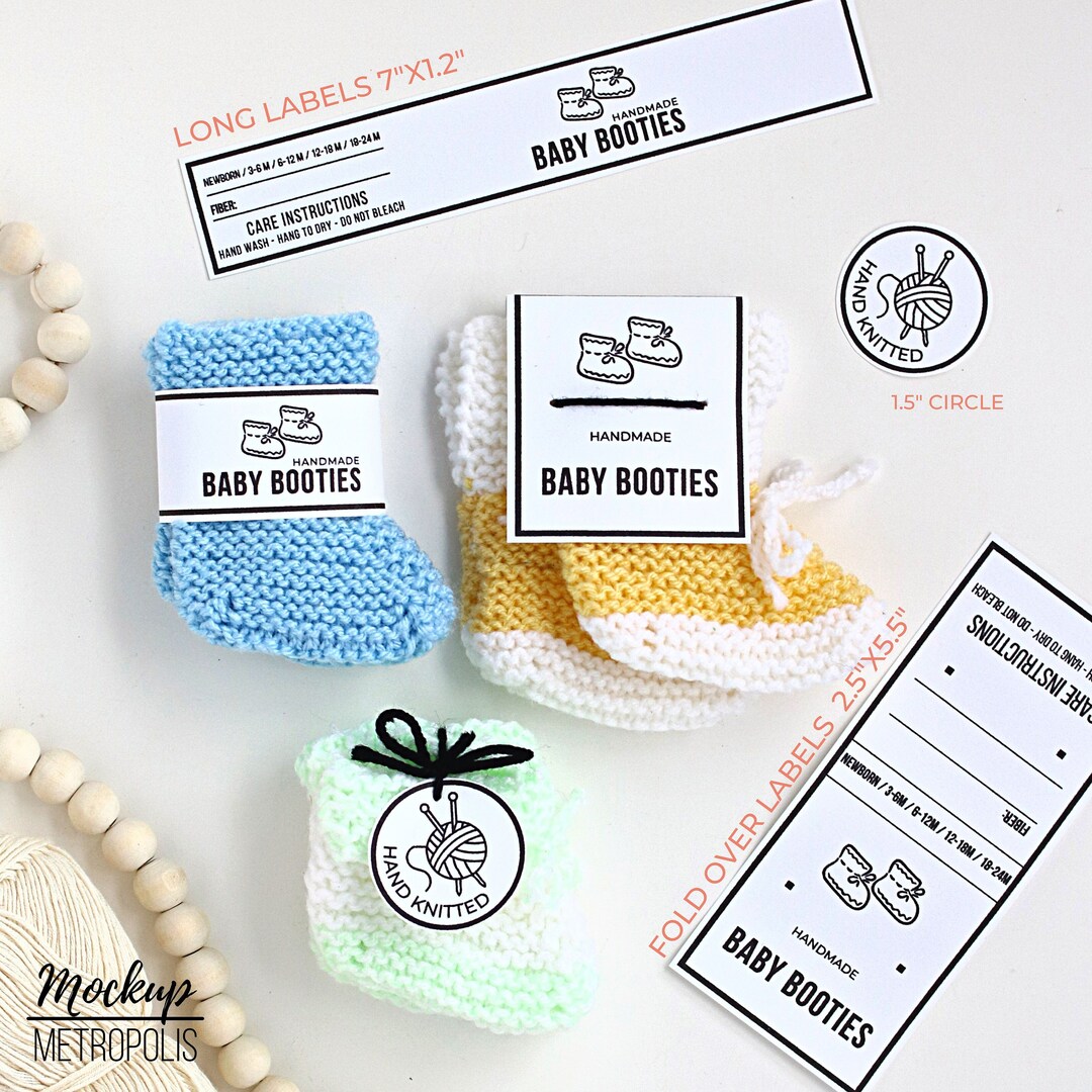 Baby Booties Labels + BONUS Knit Crochet Round Tags, PDF Instruction ...