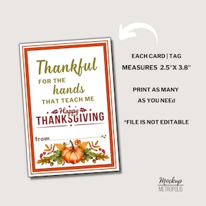 PRINTABLE Thanksgiving Teacher Gift Tag, Hand Soap Pumpkin Tag, Teacher ...