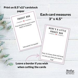 Printable Pocket Hug Cards, DIY Heart Messages - Etsy