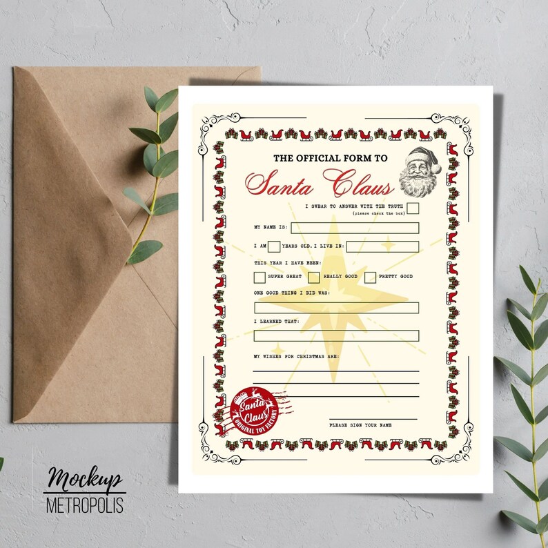 Printable Letter to Santa, Official Form to Santa Claus, Christmas ...