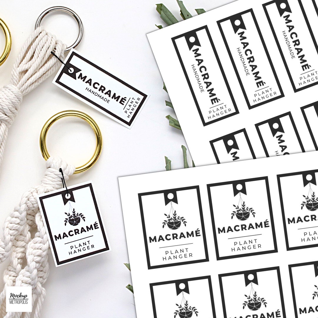 Macrame Plant Hanger Printable PDF Tags, Hanging Plant Handmade Labels ...
