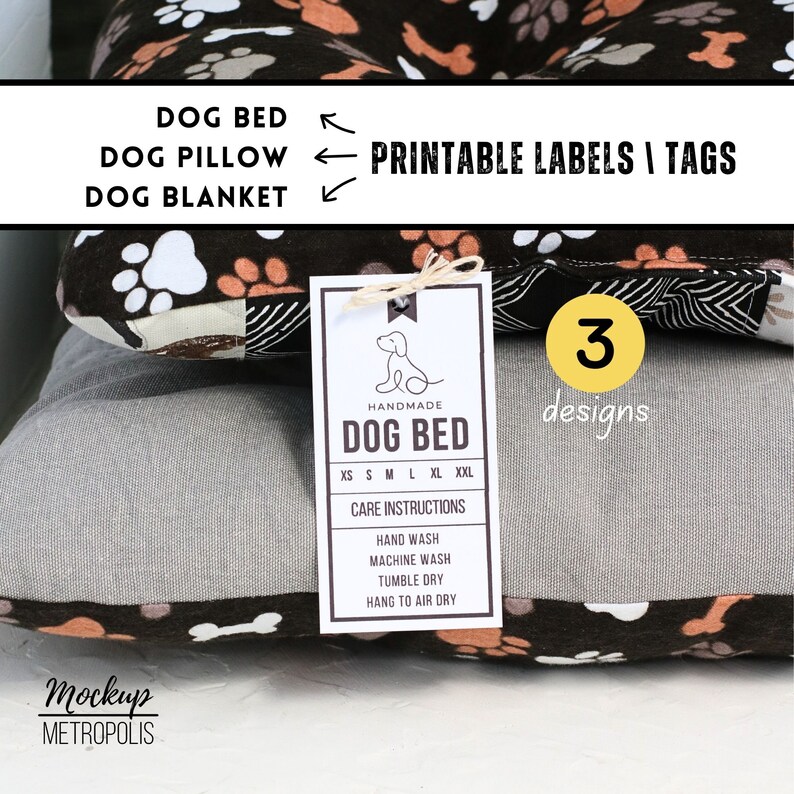 Printable Dog Bed Label Tags: Handmade Pet Bed Packaging (PDF) - Etsy