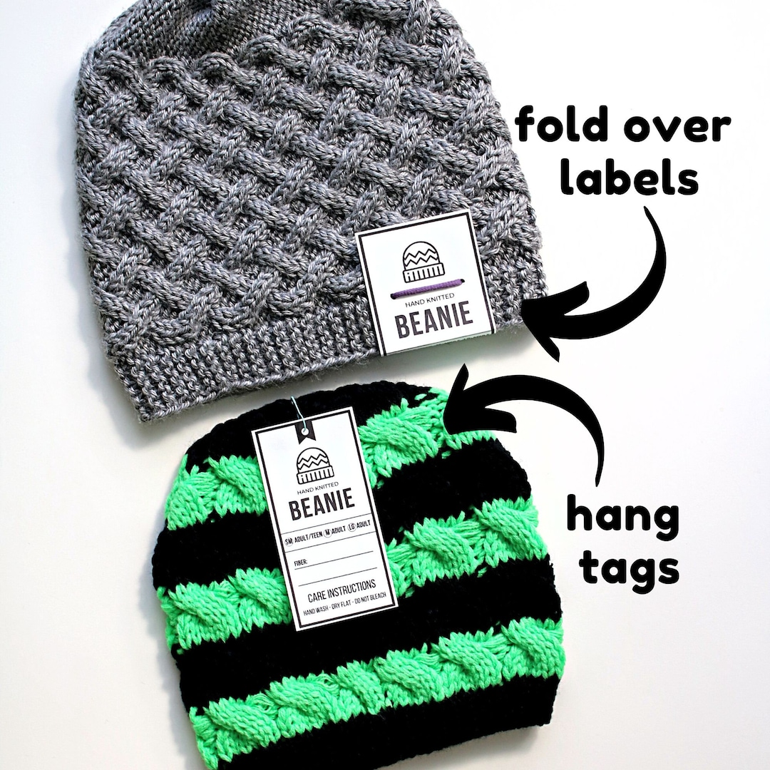Knit Crochet Beanie Labels and Hang Tags, Printable Handmade Product ...