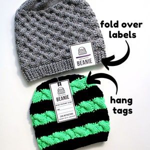 Knit Crochet Beanie Labels and Hang Tags, Printable Handmade Product ...
