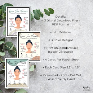 PDF Boho Gua Sha Instruction Use Diagram Cards, Printable Jadestone ...
