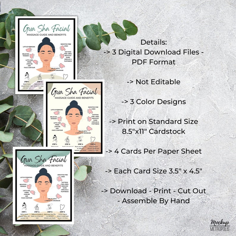 PDF Boho Gua Sha Instruction Use Diagram Cards Printable - Etsy