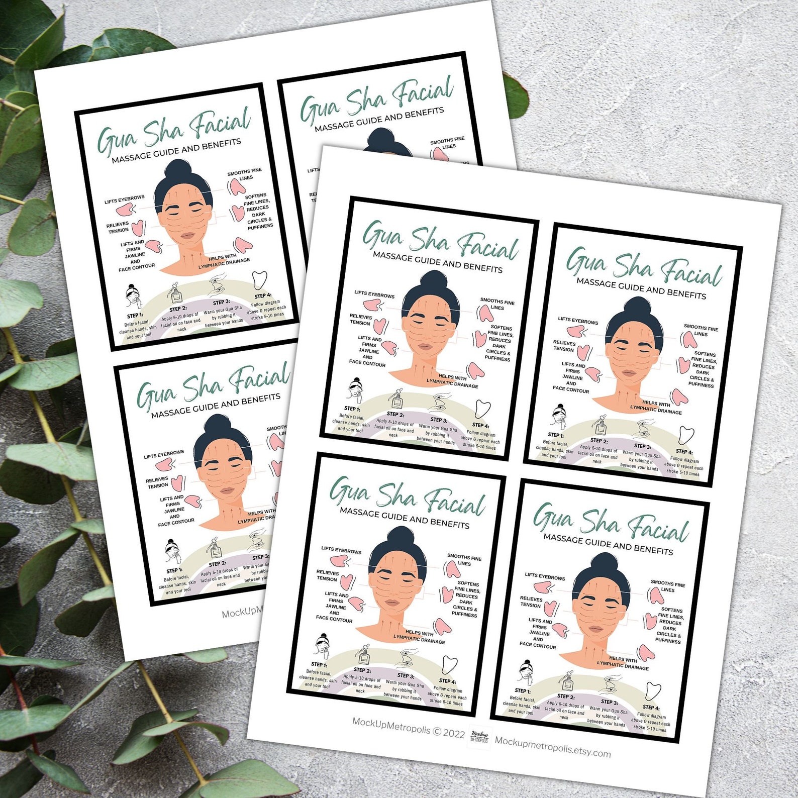PDF Boho Gua Sha Instruction Use Diagram Cards Printable - Etsy