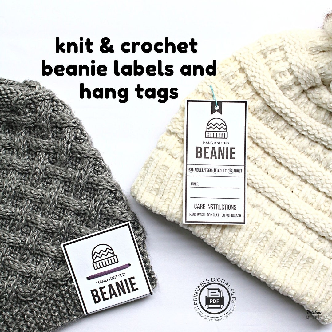 Knit Crochet Beanie Labels and Hang Tags, Printable Handmade Product ...