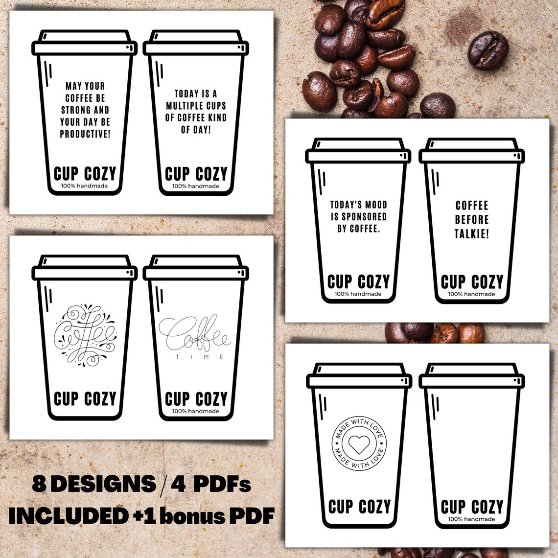 Tall Cup Cozy Display Card PRINTABLE Template Coffee Sleeve - Etsy UK
