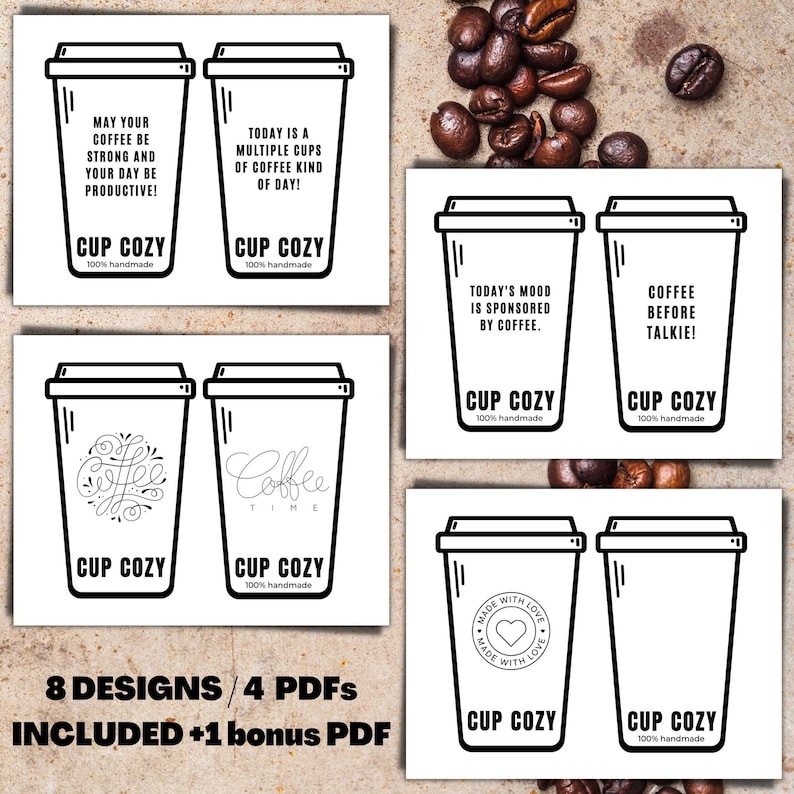 Tall Cup Cozy Display Card PRINTABLE Template Coffee Sleeve - Etsy