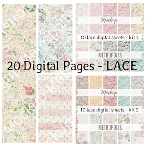 20 Lace Digital Printable Paper Pages Collage Sheets Scrapbooking ...