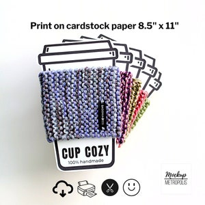 Cup Cozy Display Cards: Crochet Knit Sleeve Template (PDF) - Etsy