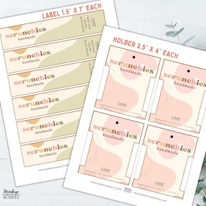 Pastel Boho Scrunchie Labels 5 Designs Printable Handmade DIY Download ...