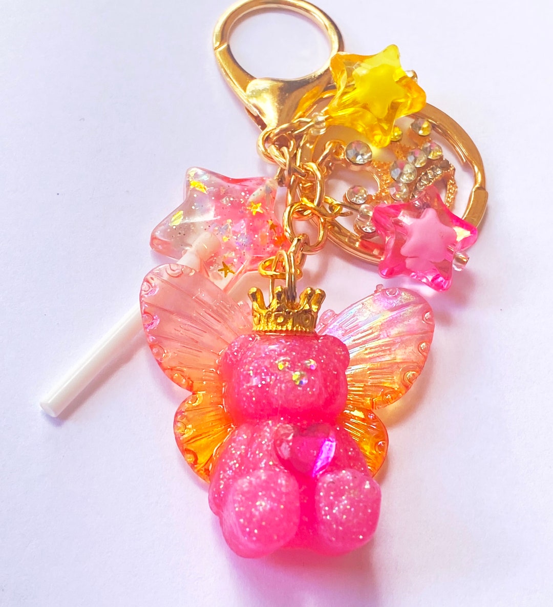 Pink Butterfly Winged Bear Keychain , Matching Backpack and Purse ...