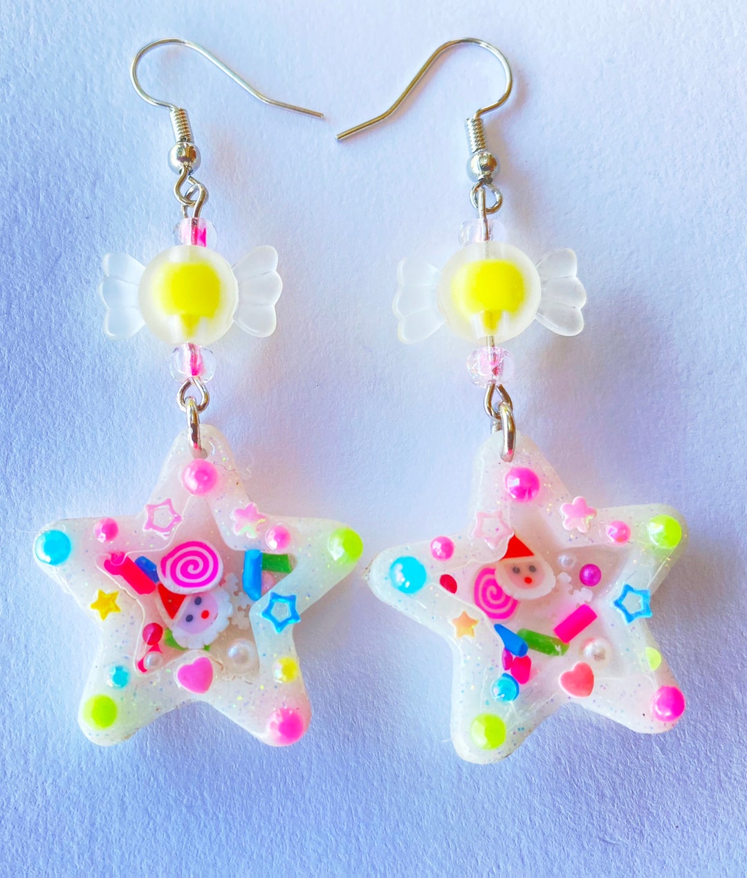 Holiday Star Candy Land Shaker Earrings, Star Earrings, Stocking ...