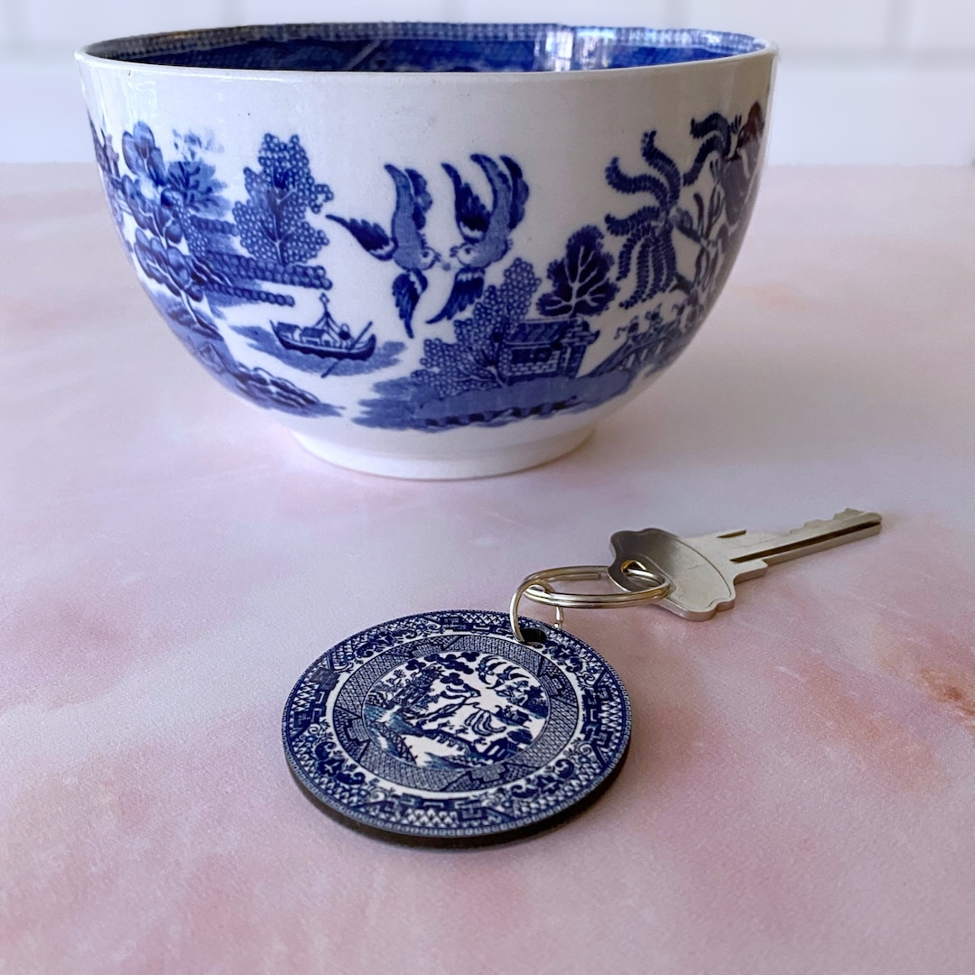 Blue Willow Key Ring | Key Chain | Key Fob | Blue & White - Etsy