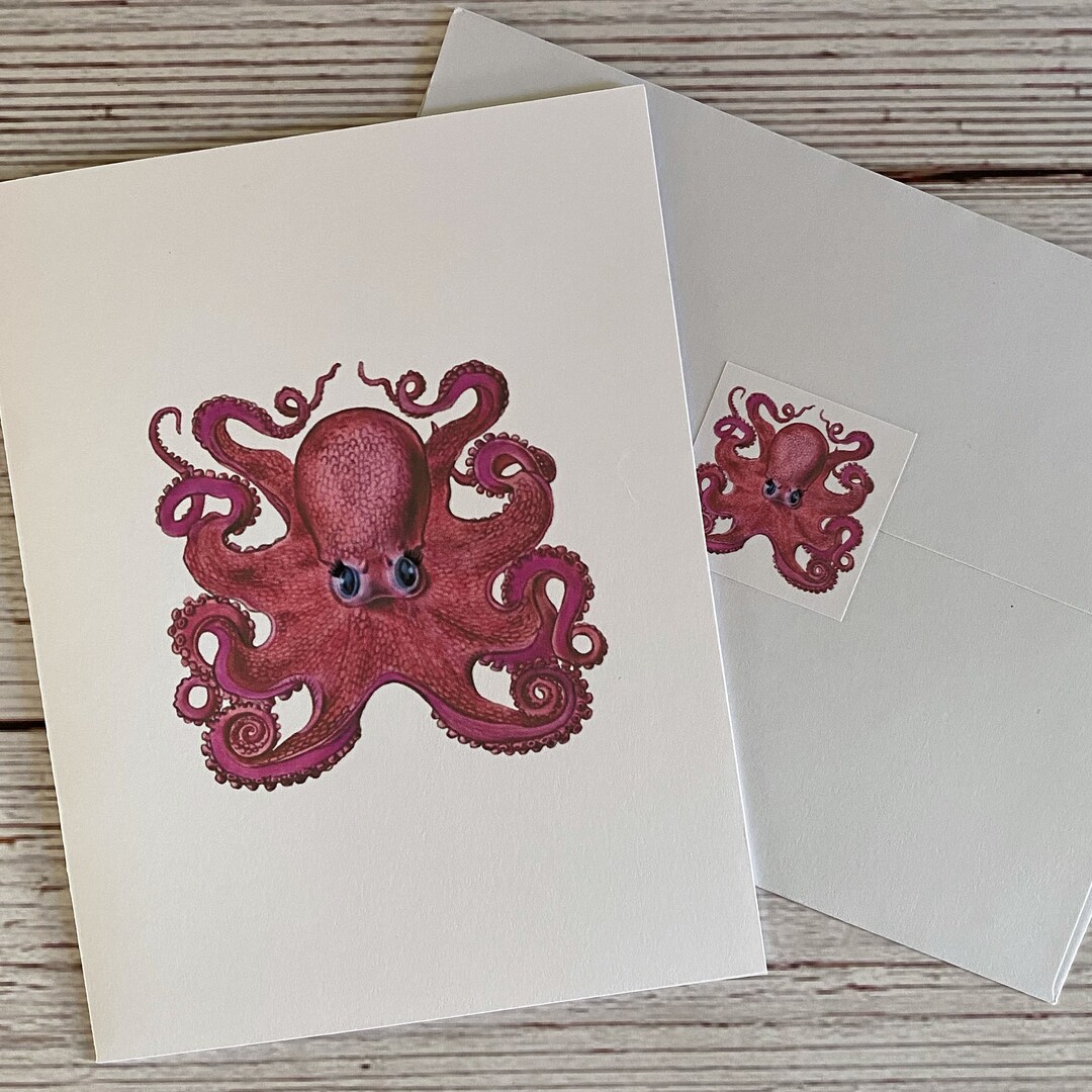 Octopus Cuddle Greeting Card - Etsy