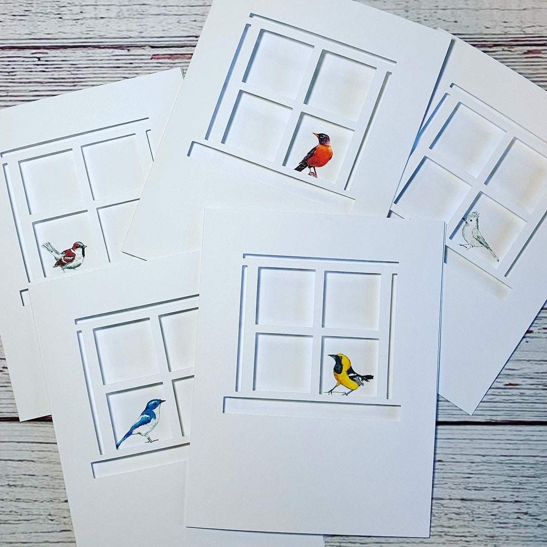 Backyard Birds Window Greeting Cards (set of 5, Blank With Envelope ...