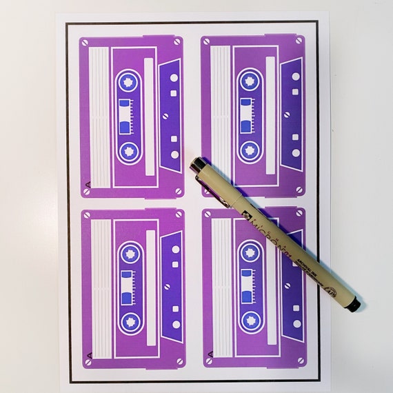 Mix Tape Sticker Set purple Cassettes | Etsy