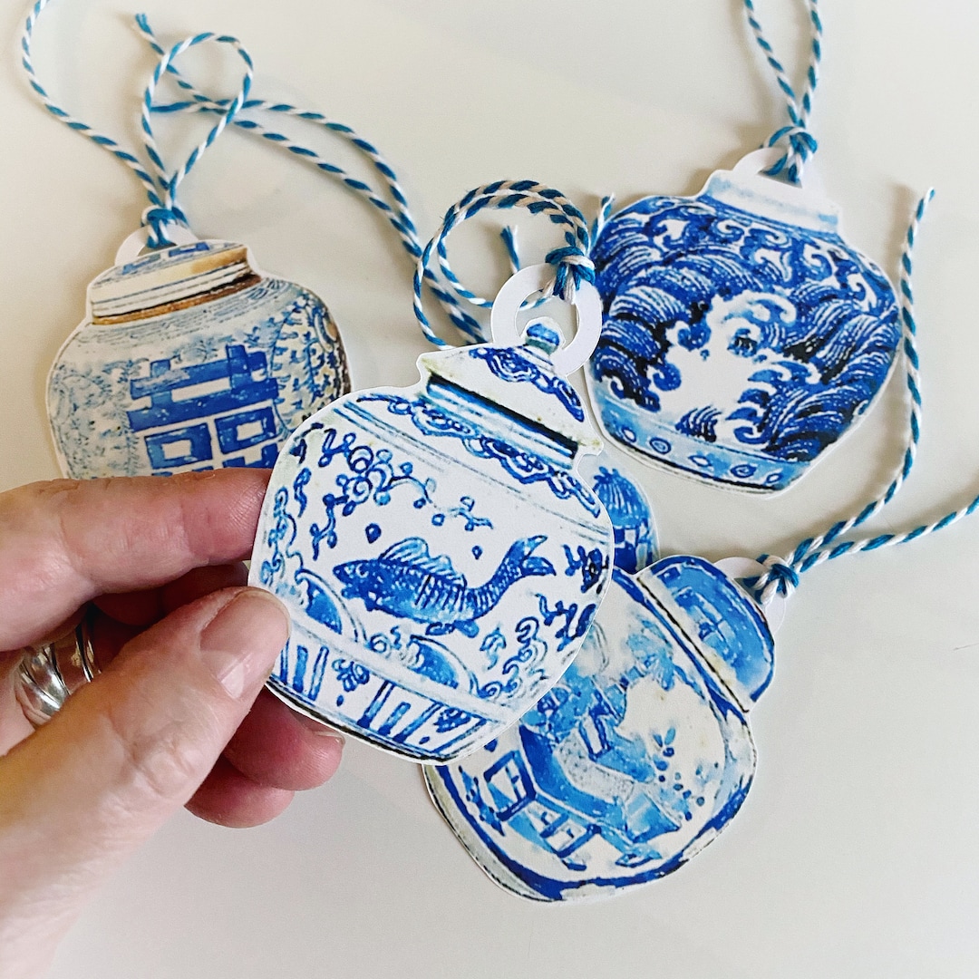 Ginger Jar Gift Tags (pack of 5) | Chinoiserie | Blue and White Gift ...