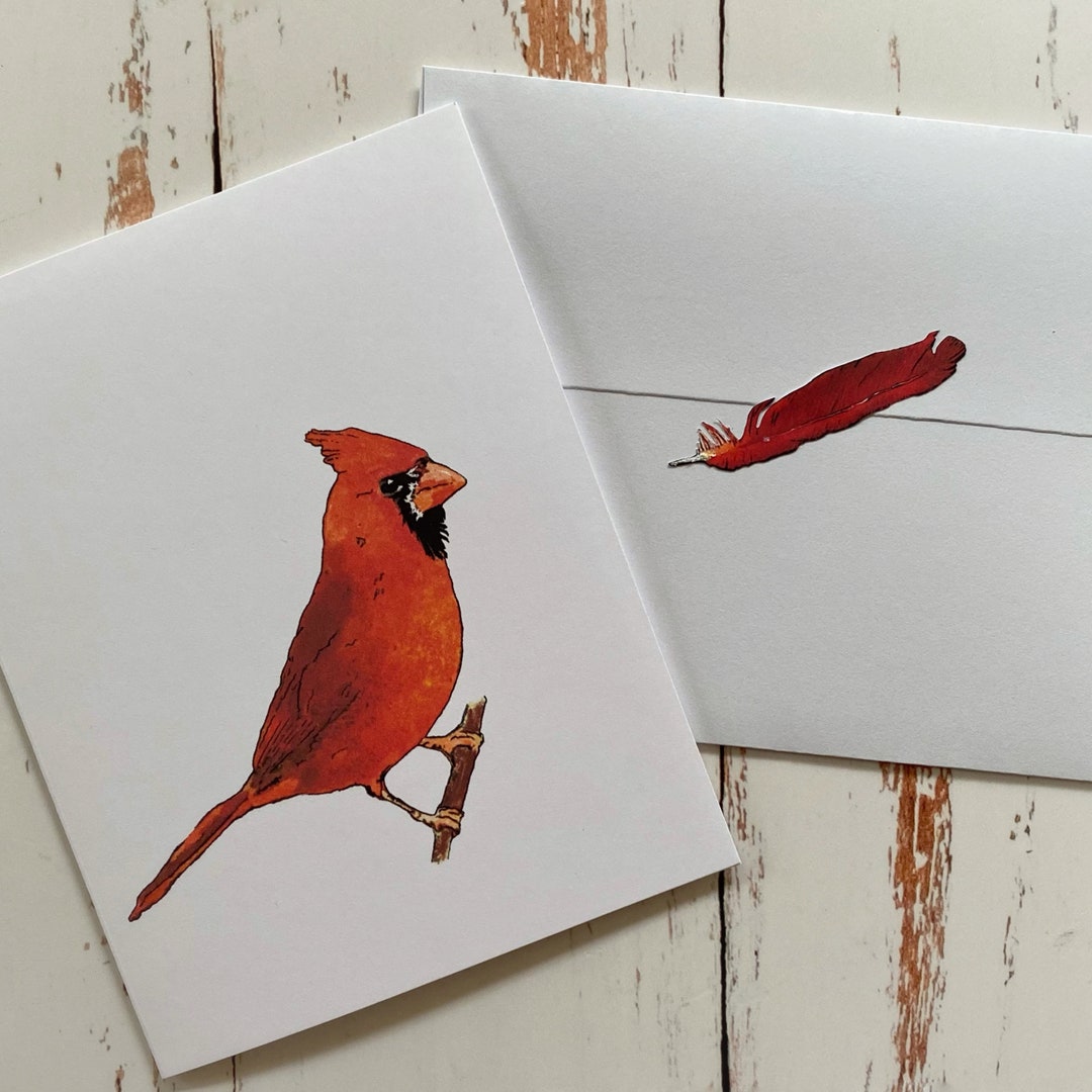 Cardinal Greeting Cards (set of 5, Blank With Feather Envelope Seals ...