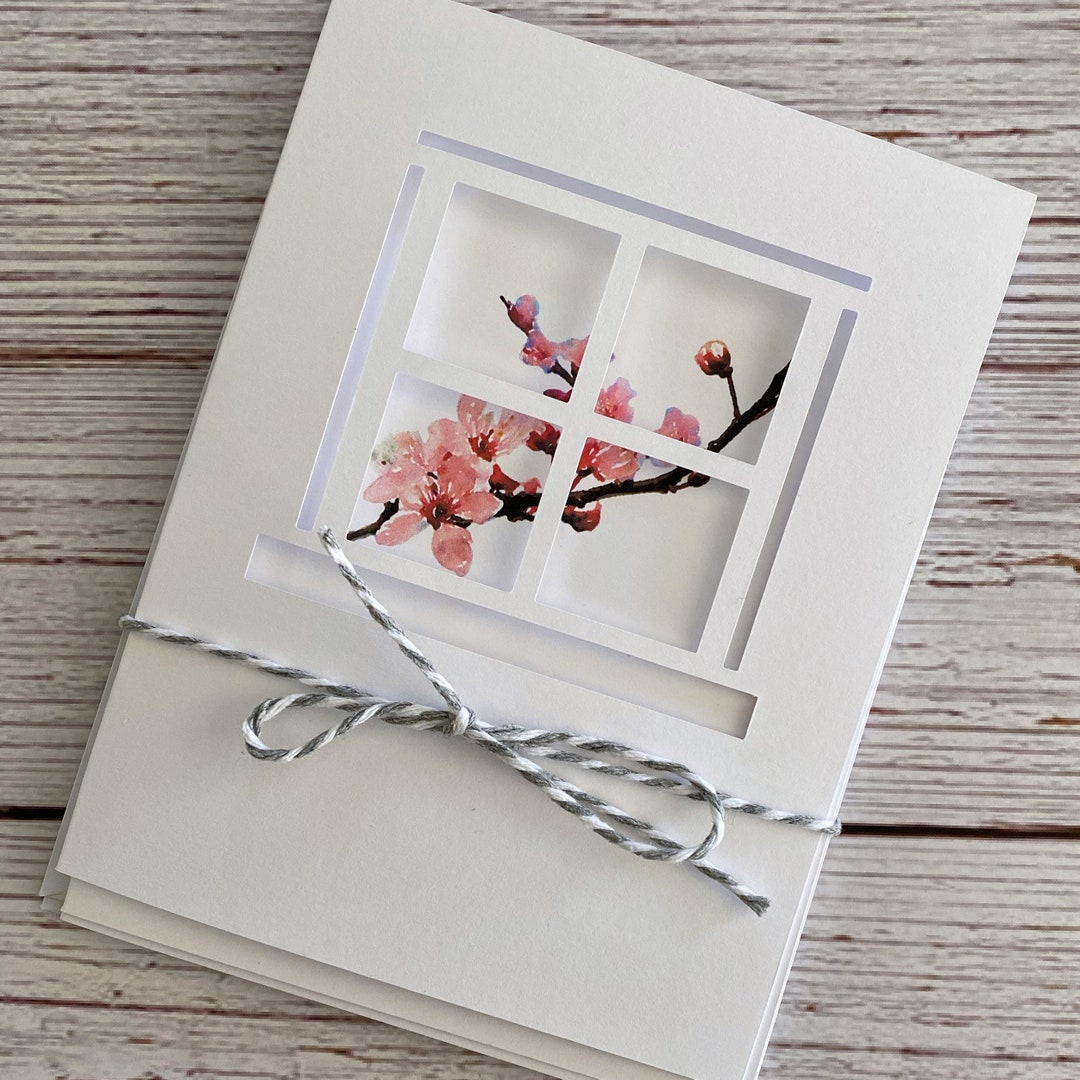 Sakura / Cherry Blossom Window Greeting Cards (set of 5, Blank With ...