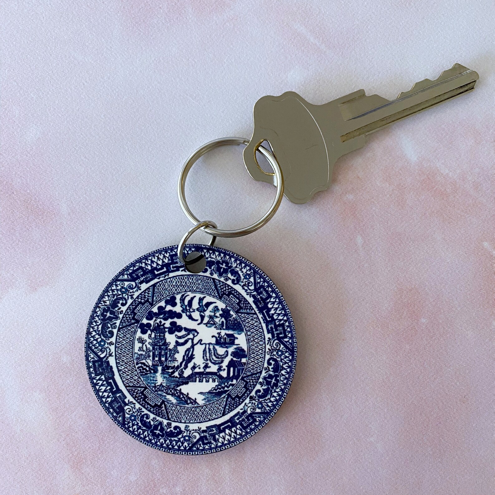 Blue Willow Key Ring | Key Chain | Key Fob | Blue & White - Etsy