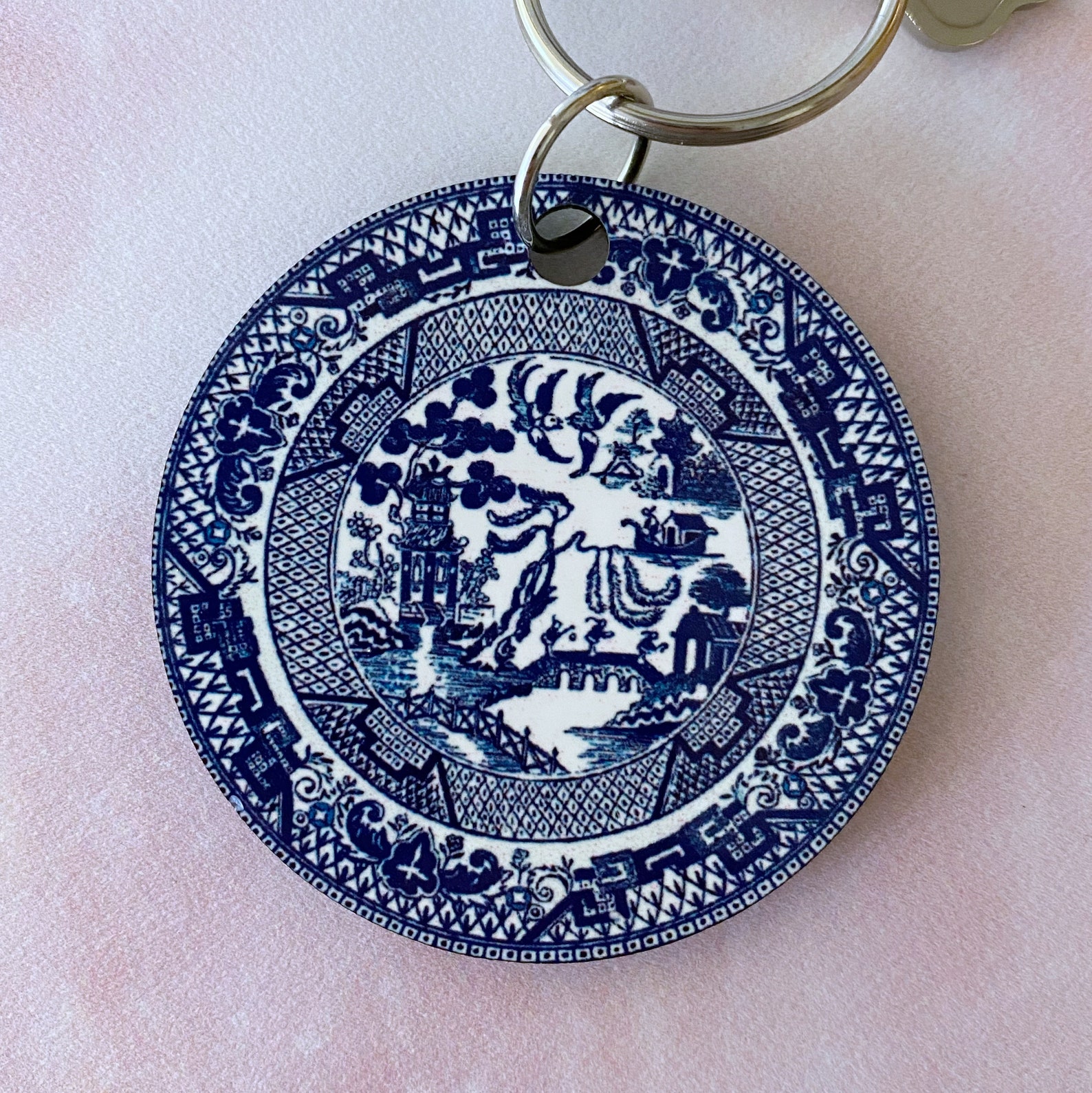 Blue Willow Key Ring | Key Chain | Key Fob | Blue & White - Etsy