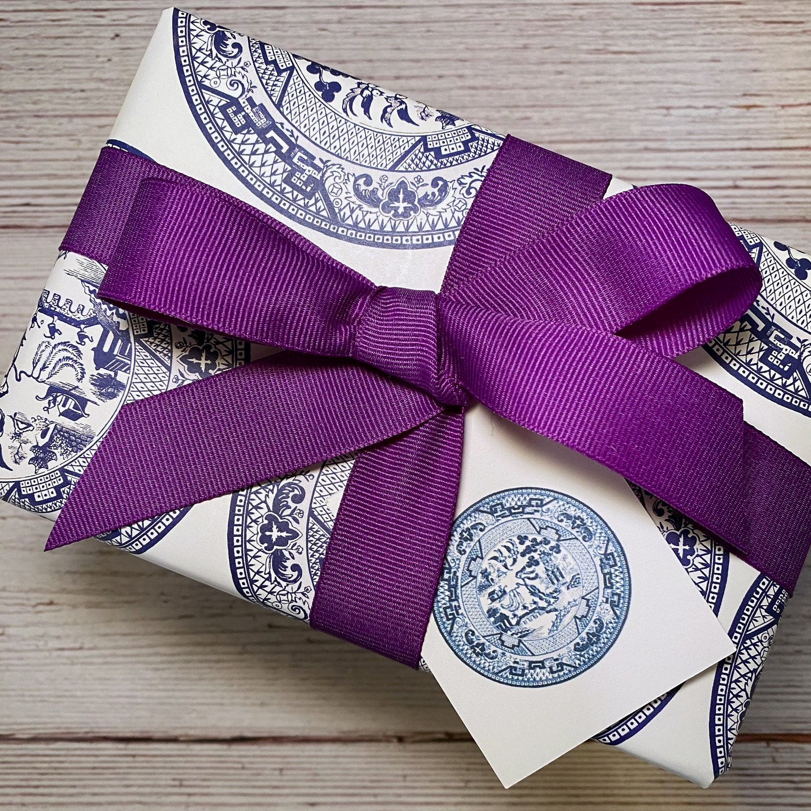 Blue Willow Gift Wrap Set (includes Paper, Tags, Ribbon) - Etsy