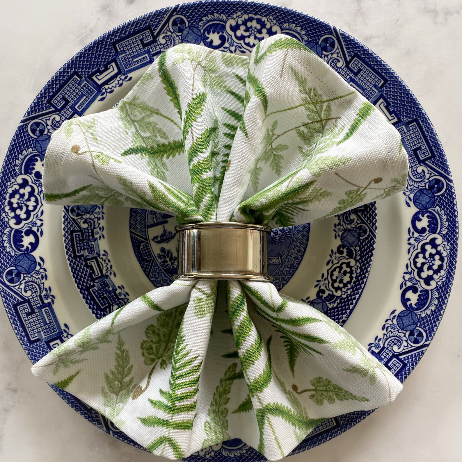 Woodland Fern Linen-Cotton Cloth Napkins Dinnerware Modern | Etsy