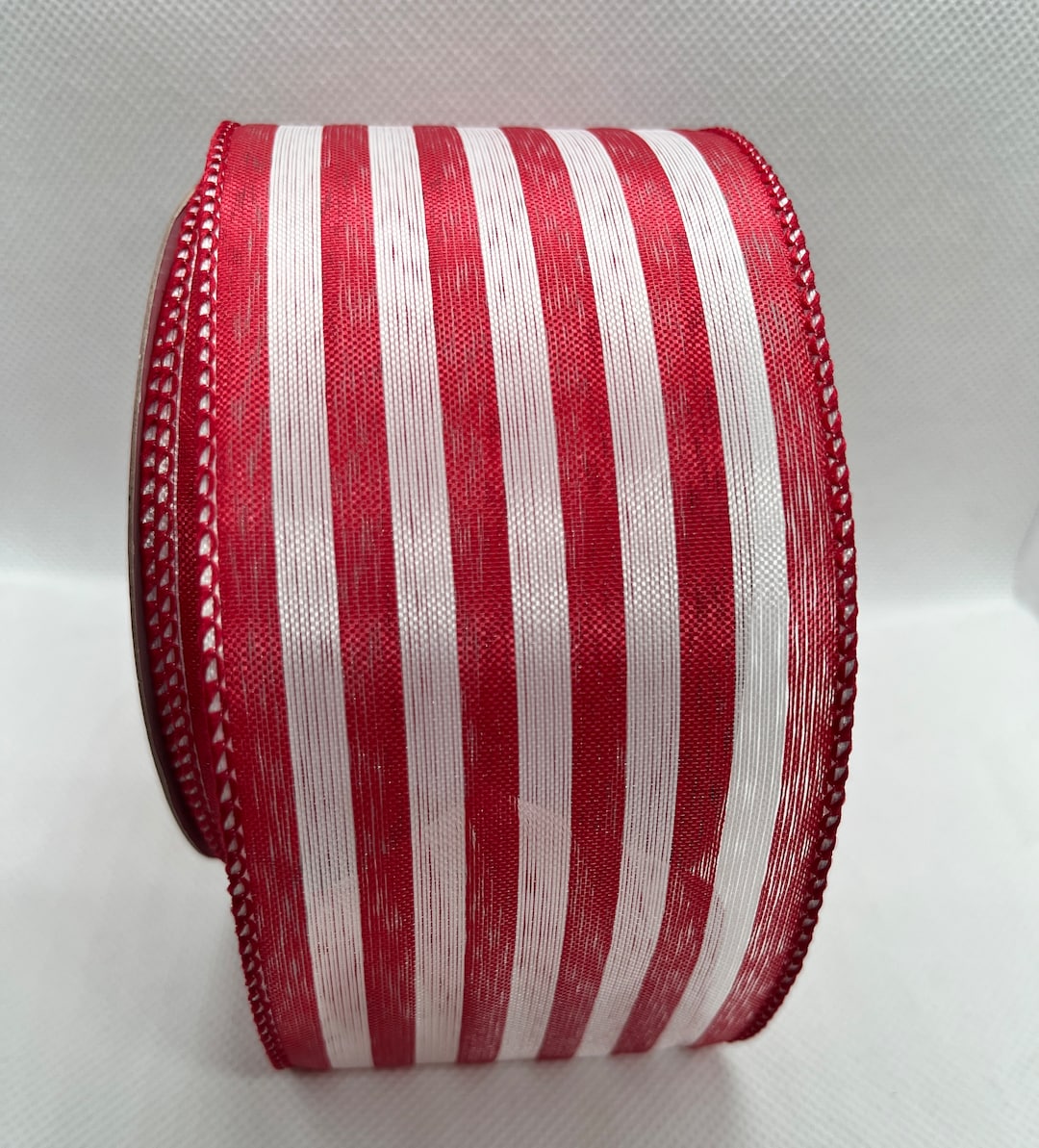 Christmas Ribbon:striped Wired Ribbon for Bows..2.5 In, 10 Yards Candy Stripe Red and White ...