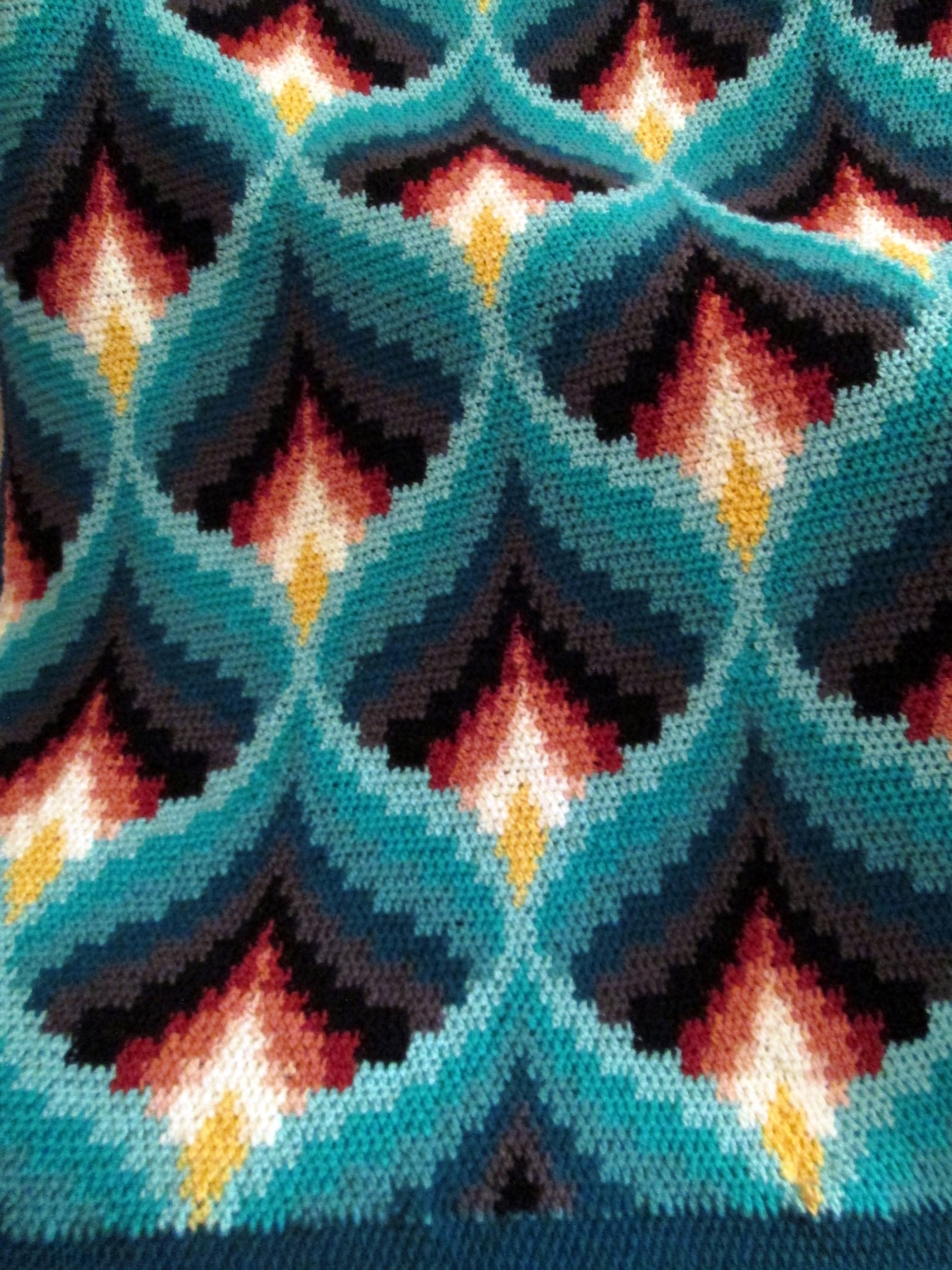 Bargello Embers Hand Crochet Afghan Blanket - Etsy