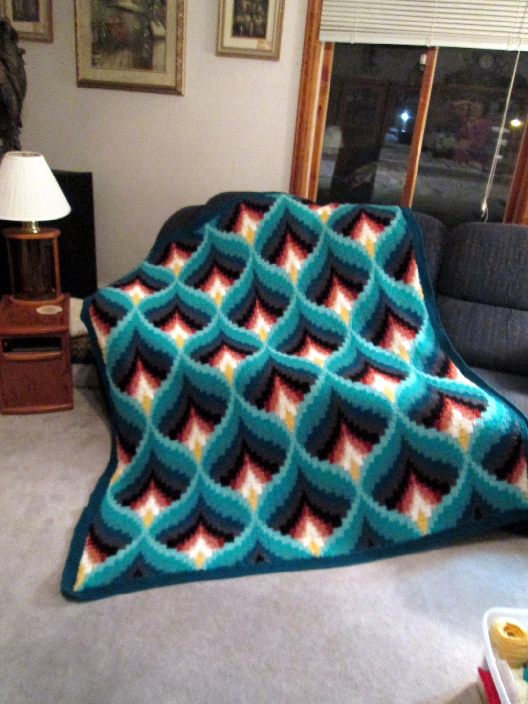 Bargello Embers Hand Crochet Afghan Blanket - Etsy