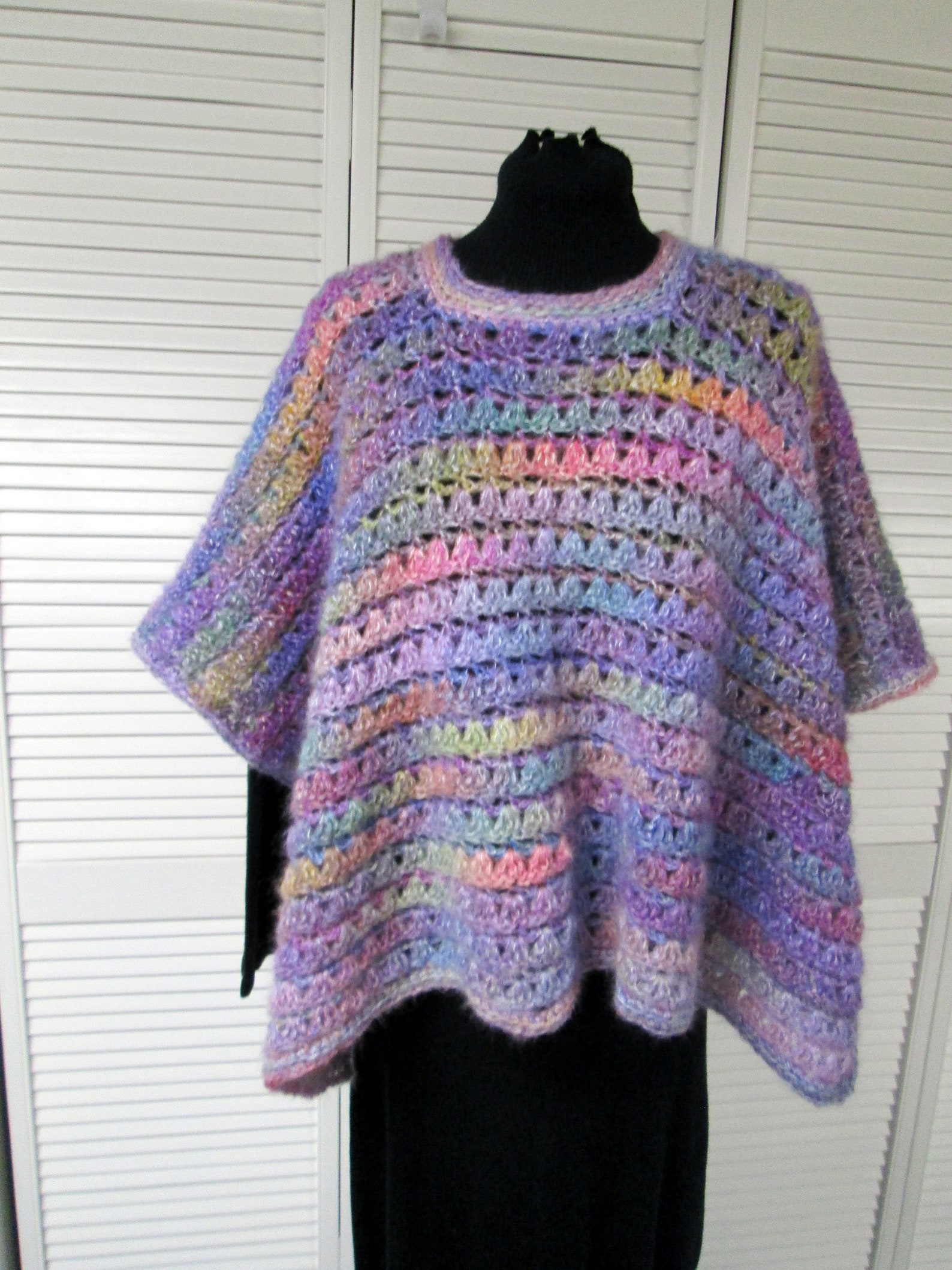 Fluffy Warm Rainbow Crochet Poncho - Etsy