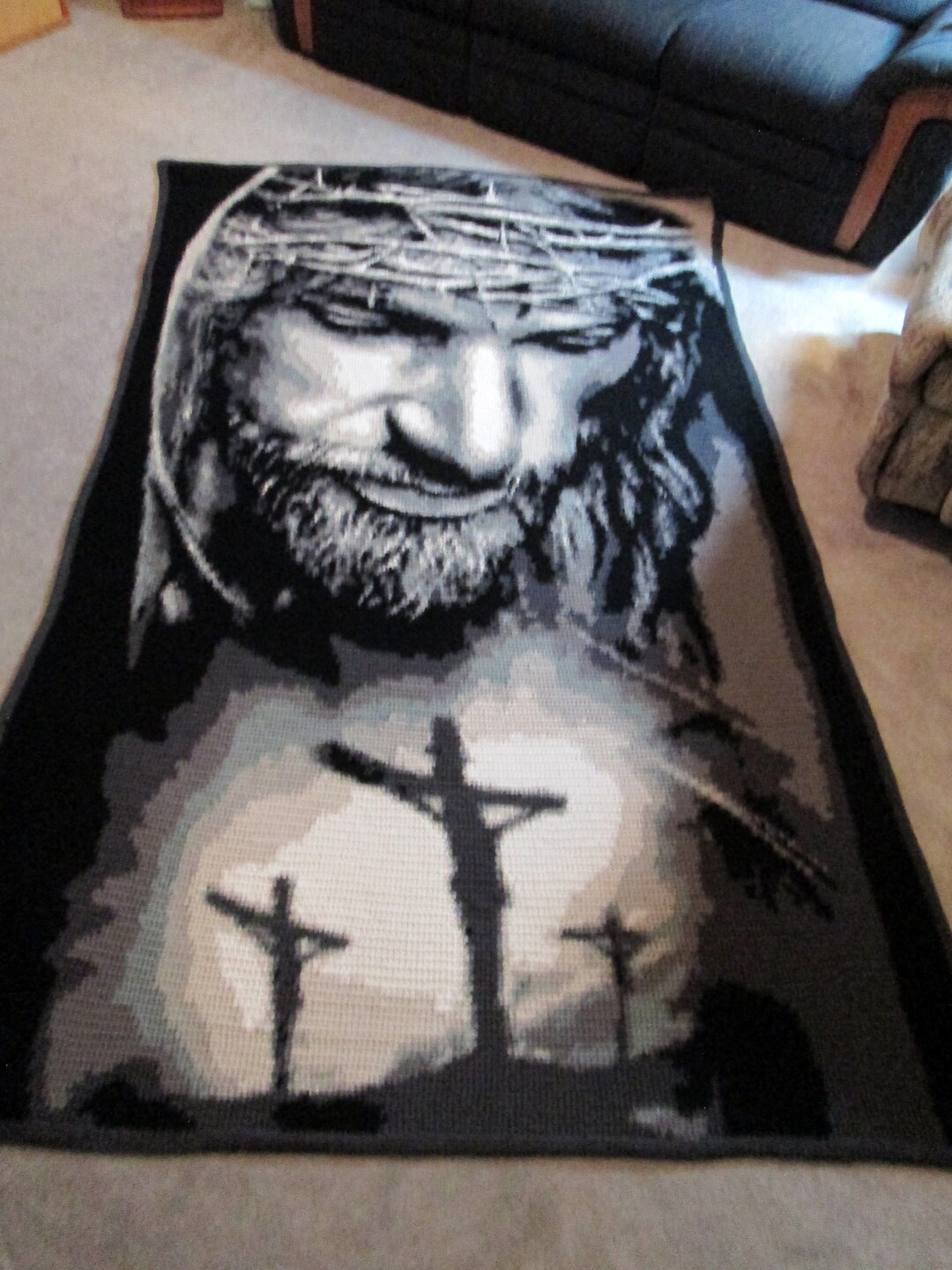 Jesus and Cross Crochet Afghan - Etsy