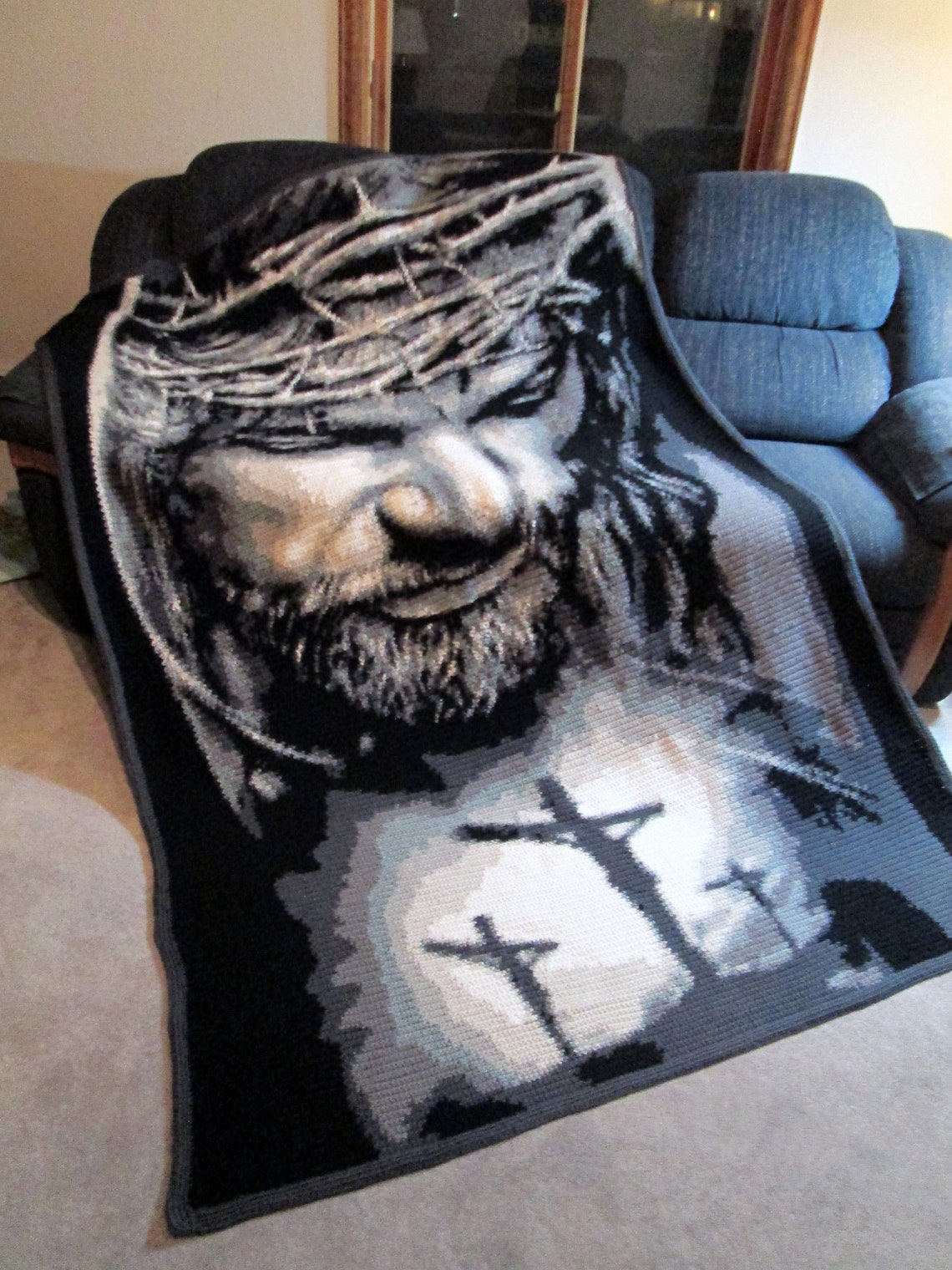 Jesus and Cross Crochet Afghan - Etsy