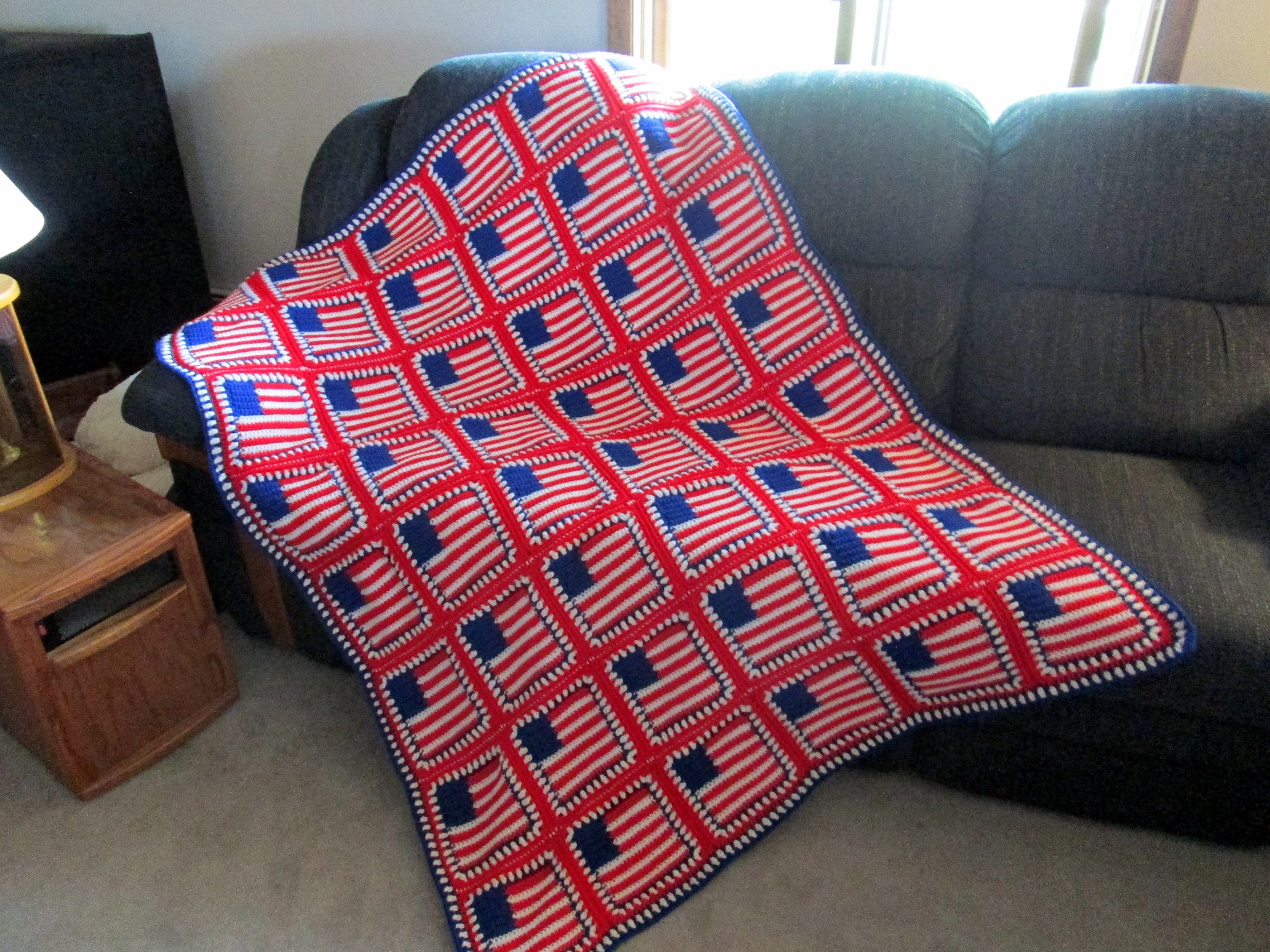 American Flag Patriotic Patchwork Crochet Afghan/throw/blanket - Etsy