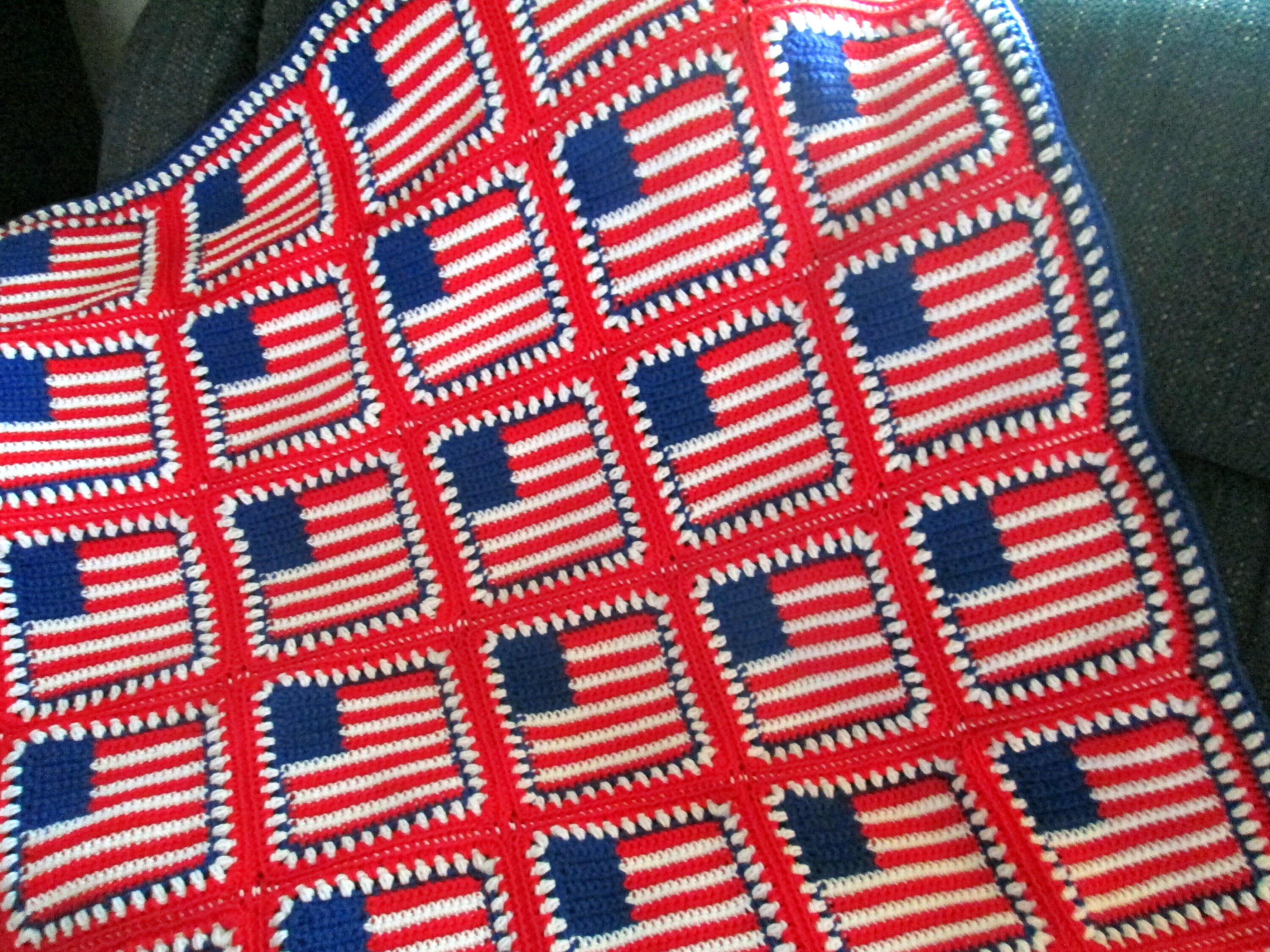 American Flag Patriotic Patchwork Crochet Afghan/throw/blanket - Etsy
