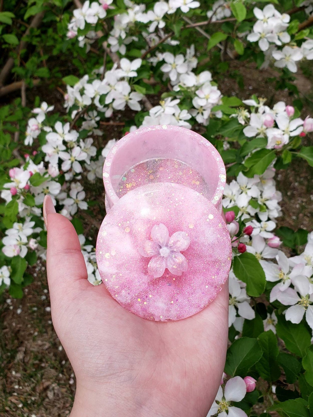 Kawaii Pink Sakura Cherry Blossom Small Trinket Box, Pink Jewelry Box ...