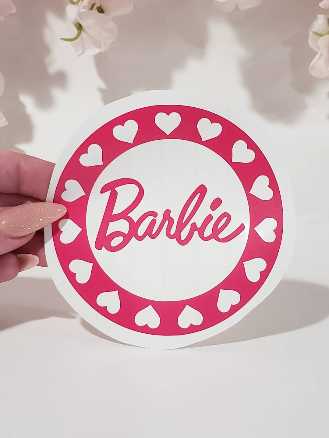 Pink Cute Girly Heart Decal, Cute Pink Decal Sticker, Pink Heart Car ...