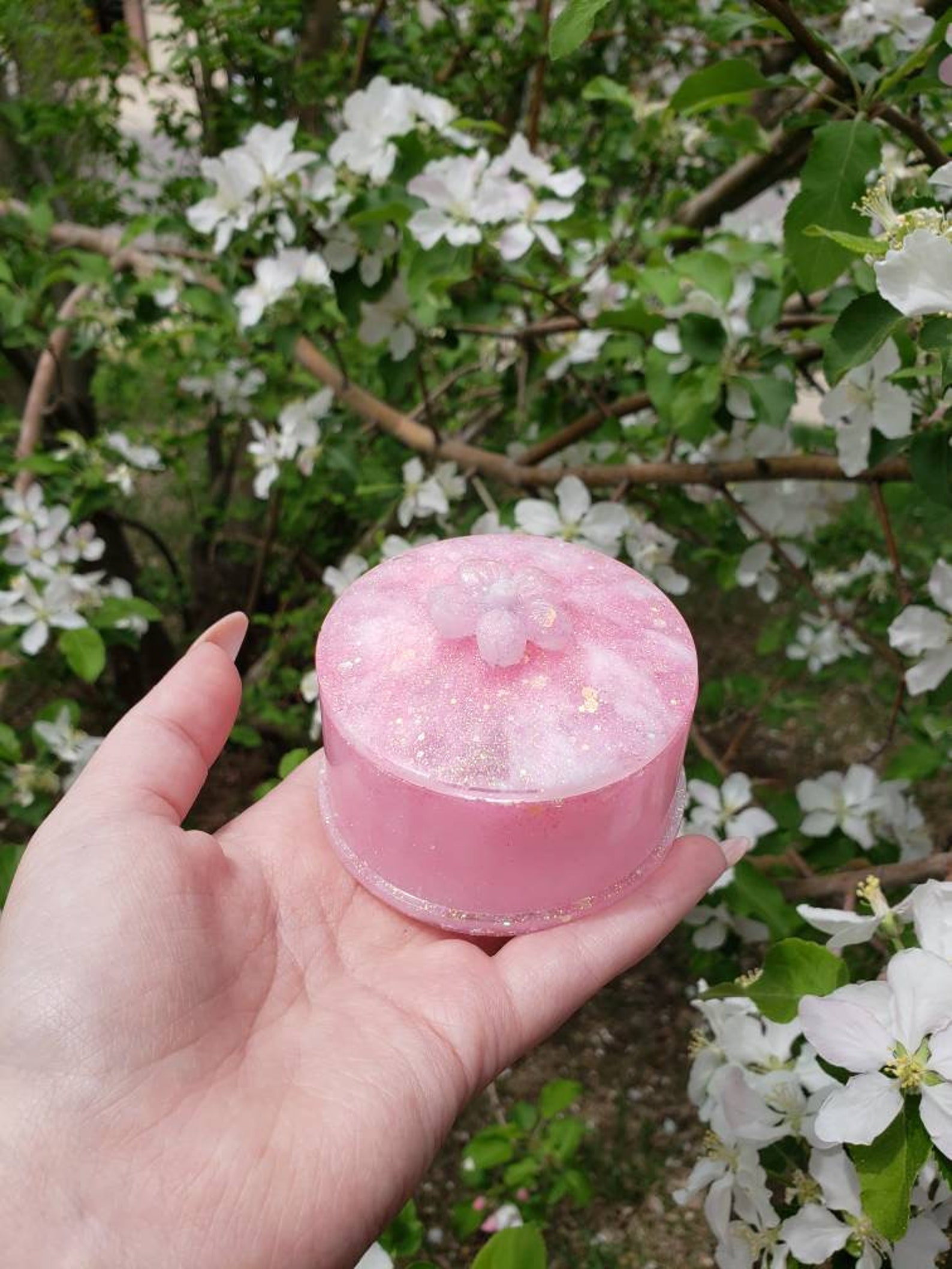 Kawaii Pink Sakura Cherry Blossom Small Trinket Box, Pink Jewelry Box ...