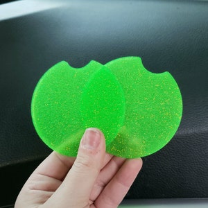 UV Reactive Neon Green Glitter JDM Car Coasters, Green JDM Car Coasters ...