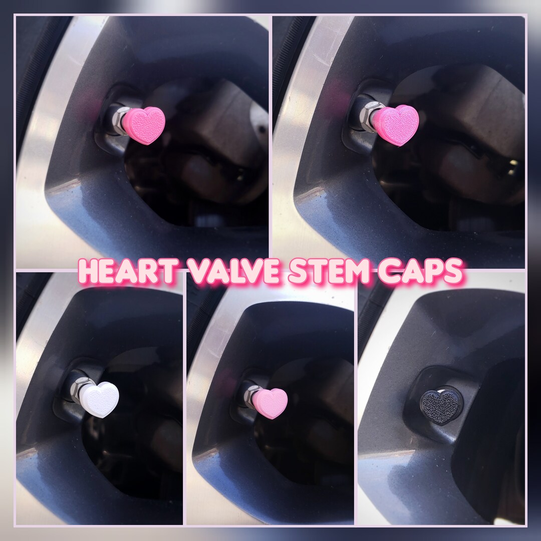 Cute Heart Valve Stem Caps, Kawaii Heart Pastel Valve Stem Caps, Pink ...