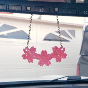 Pink Sakura Cherry Blossom Rear View Mirror Charm, Pink Sakura Rear ...